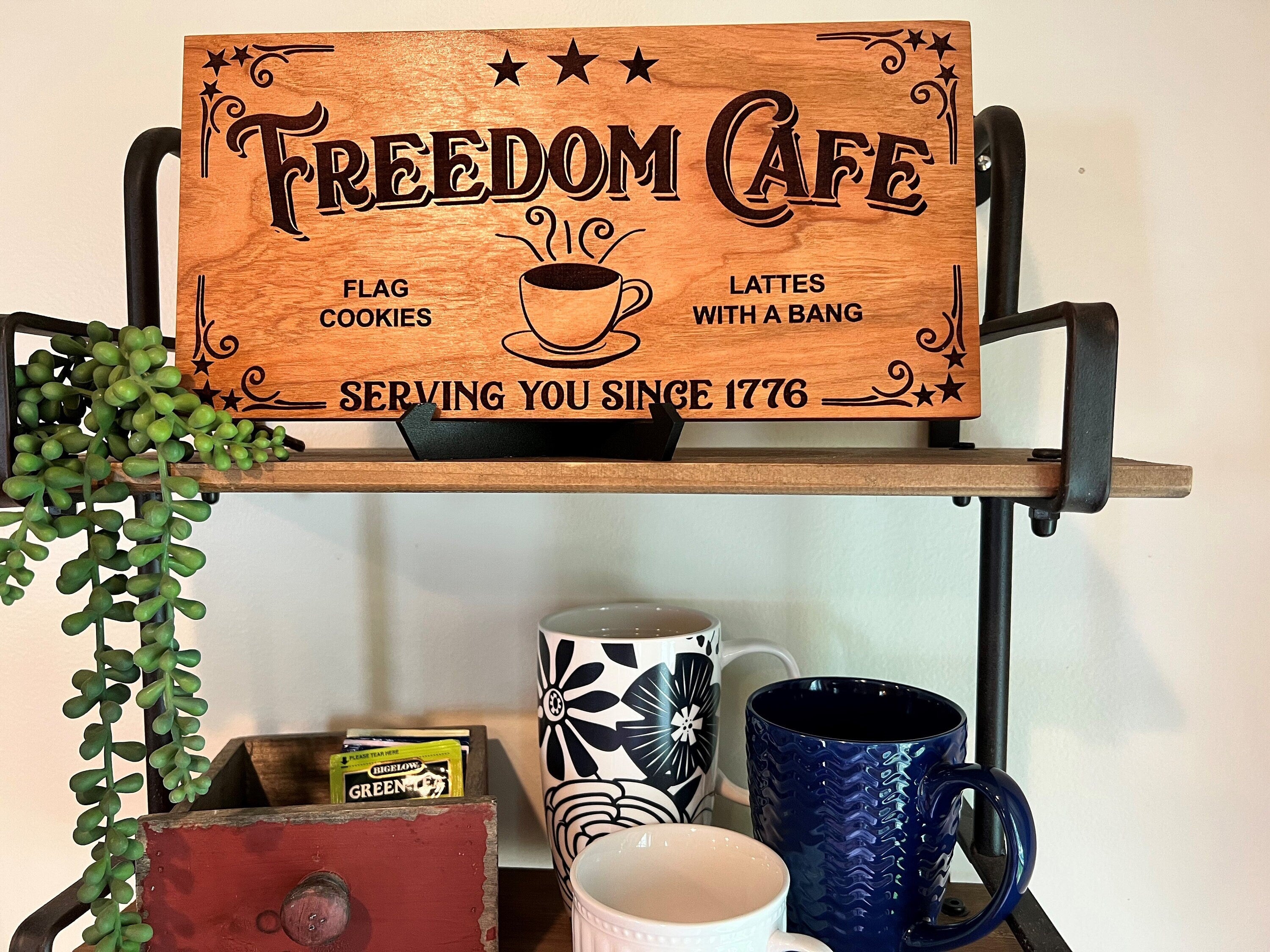 Vintage Look Patriotic Freedom Cafe Sign – Gallo's Laser Emporium
